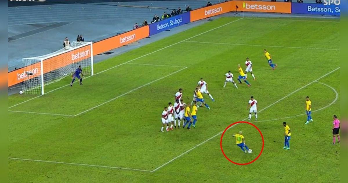 ¡Por poco! Neymar casi marca golazo de tiro libre en el Perú vs. Brasil