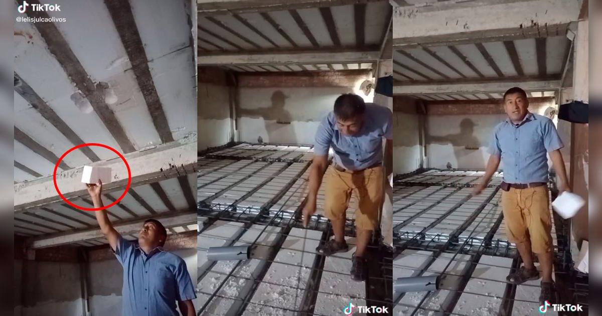 Albañil peruano es viral en TikTok al innovar techos a partir de tecnopor