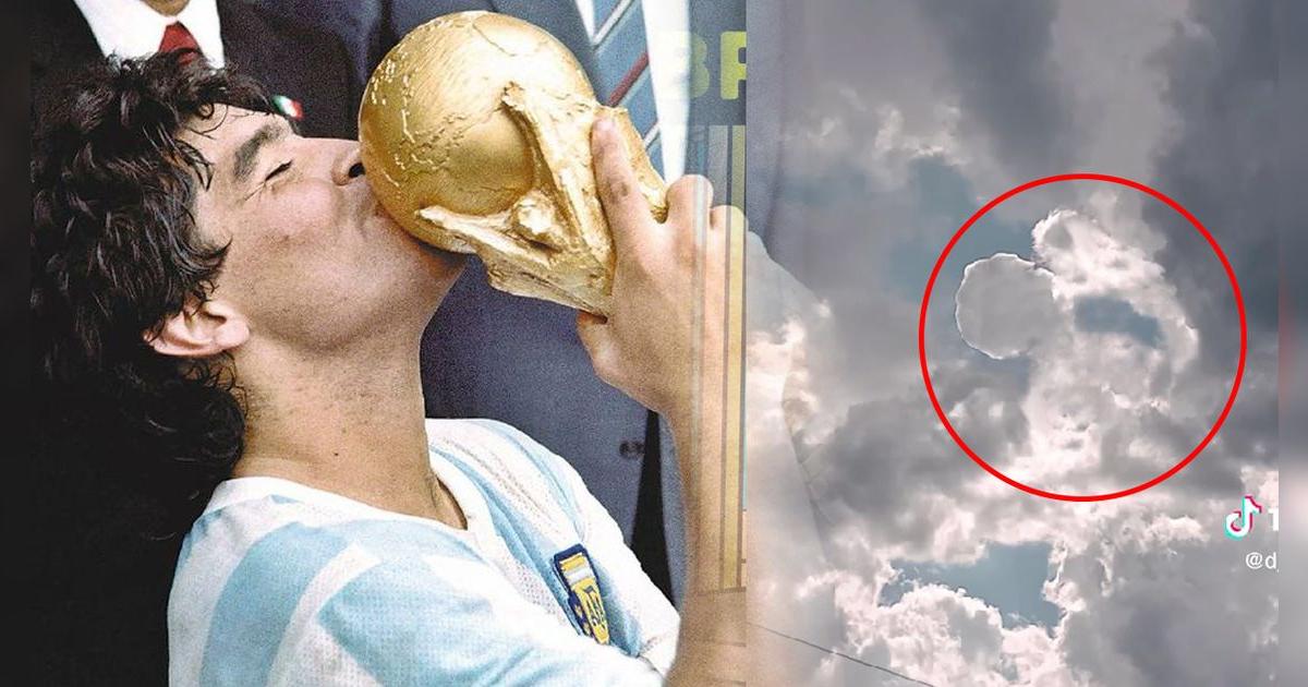 Argentino ve a Maradona besando la copa del mundo en las nubes y dice ...