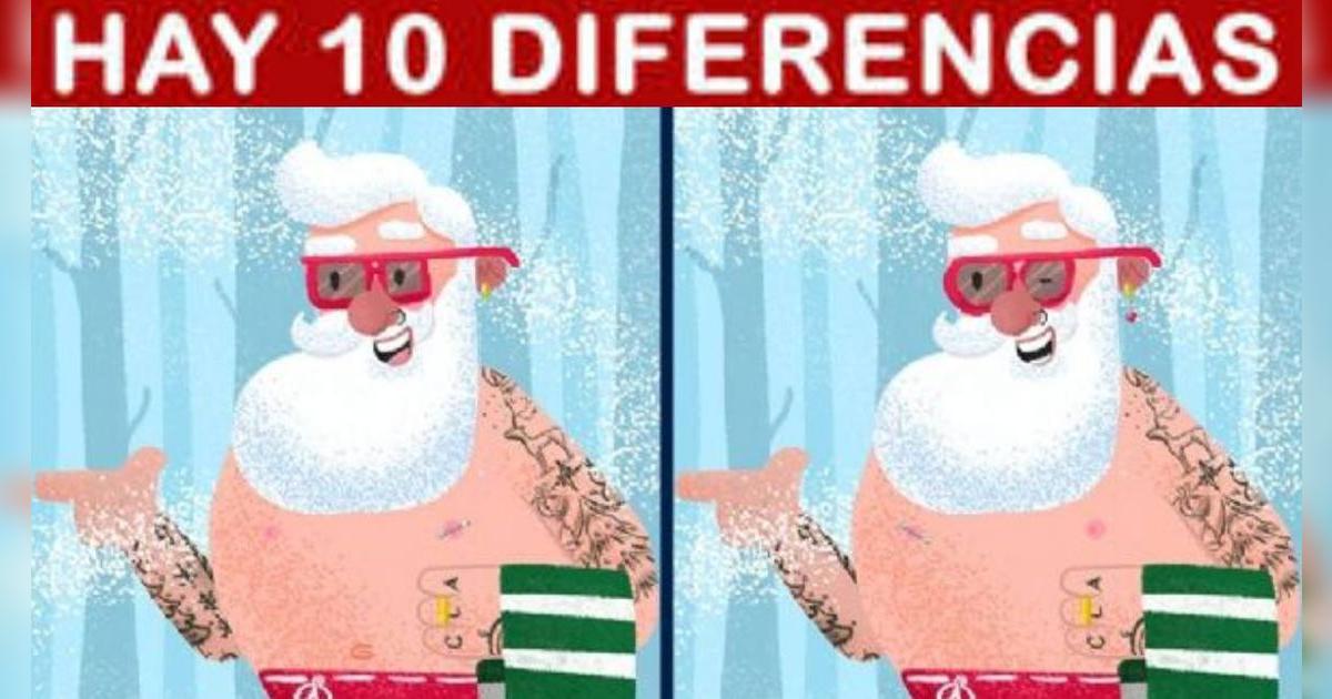 ¿Serás capaz de detectar las 10 diferencias en Papá Noel? Encuéntralas ...