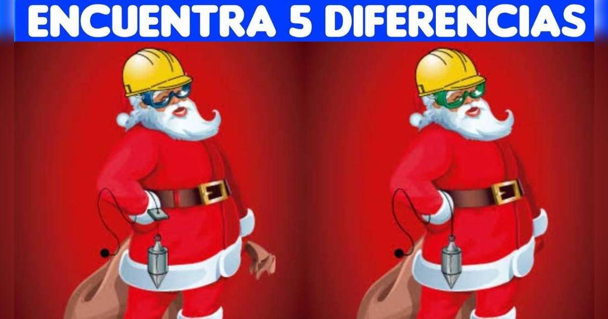 ¿Identificas las 5 diferencias en los Papá Noel? Supera la prueba ...