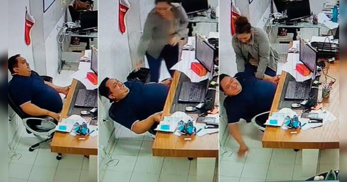 Se queda dormido y 'atascado' en su escritorio hasta que la ayuda vino ...