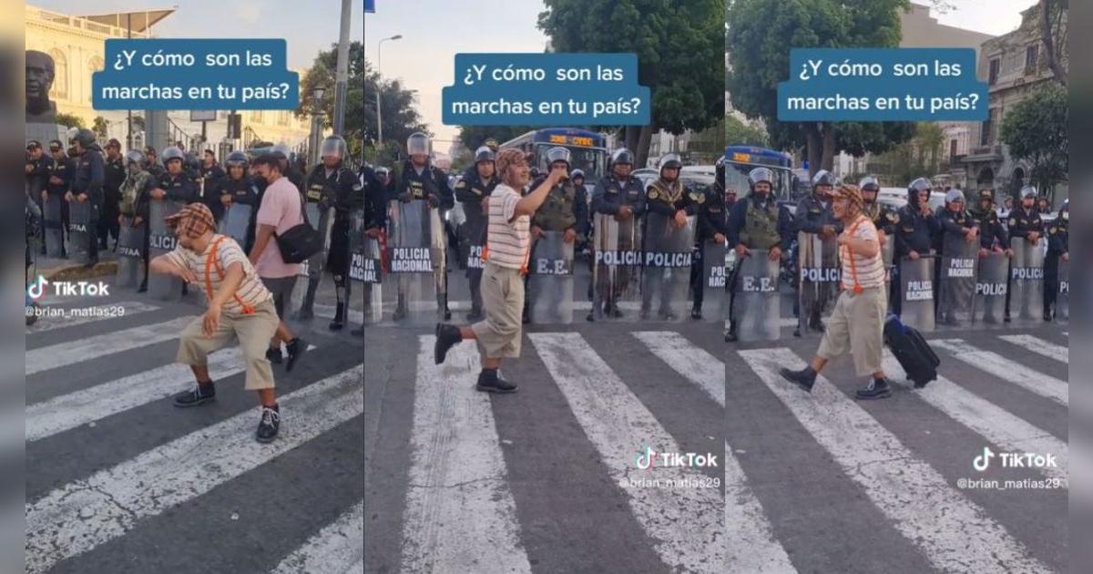 'El Chavo del 8' se hace presente en marchas del Centro de Lima y le da ...