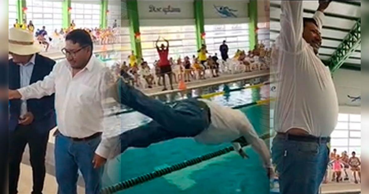 TikTok: alcalde arequipeño inaugura piscina municipal y se mete un ...
