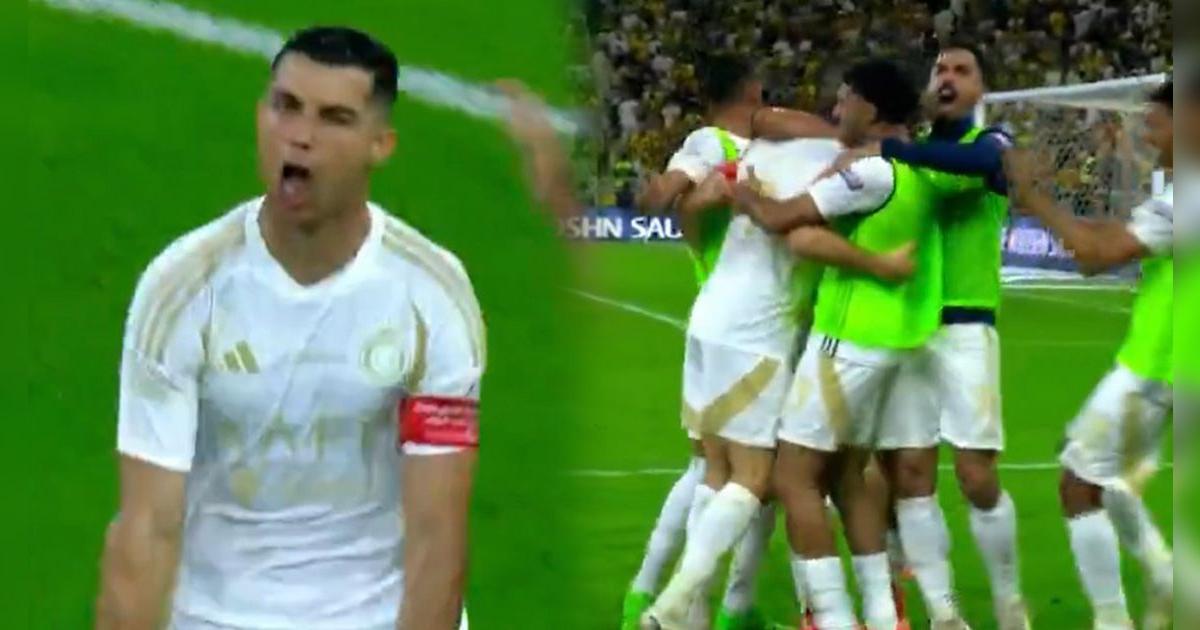 Cristiano Ronaldo y el potente remate para gol de Al Nassr ante Al Ittihad de Benzema