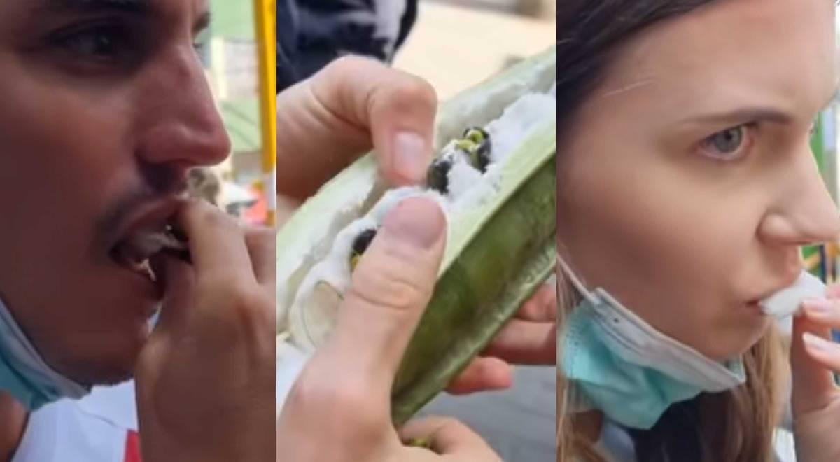 Extranjeros prueban pacay en Perú y tienen curiosa reacción: "No es lo ...