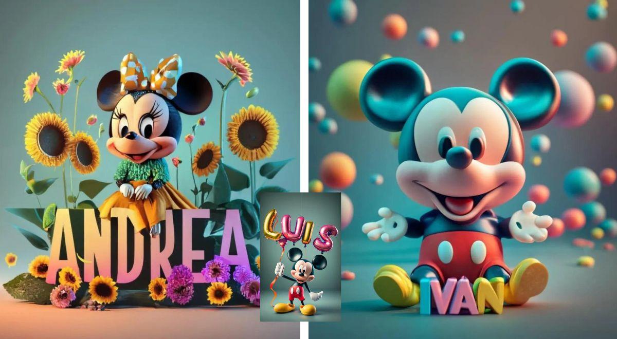 Ideogram IA Descarga GRATIS tu nombre en 3D con Mickey y Minnie con ...