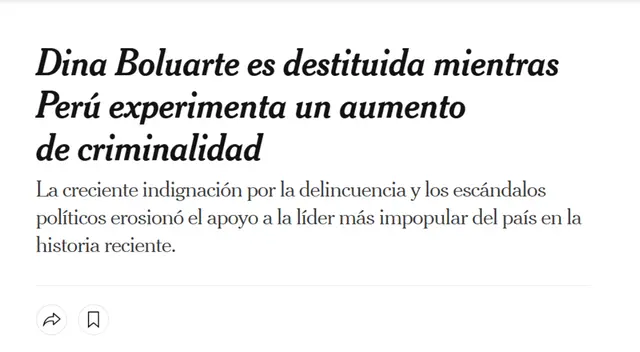 Medios estadounidenses informan así sobre la crisis política en Perú tras la destitución de Dina ...