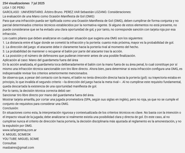 Universitario | Exárbitro FIFA Miguel Scime da categórica postura sobre ...