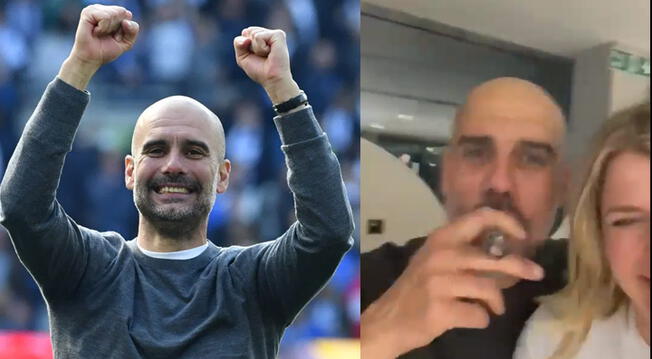 Pep Guardiola celebra el título del City en la Premier, fumando y ...