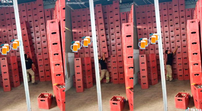 Peruano demuestra gran habilidad para apilar cajas de cerveza y se hace ...